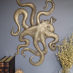 Large Octopus Wall Sculpture in Brass - Etsy