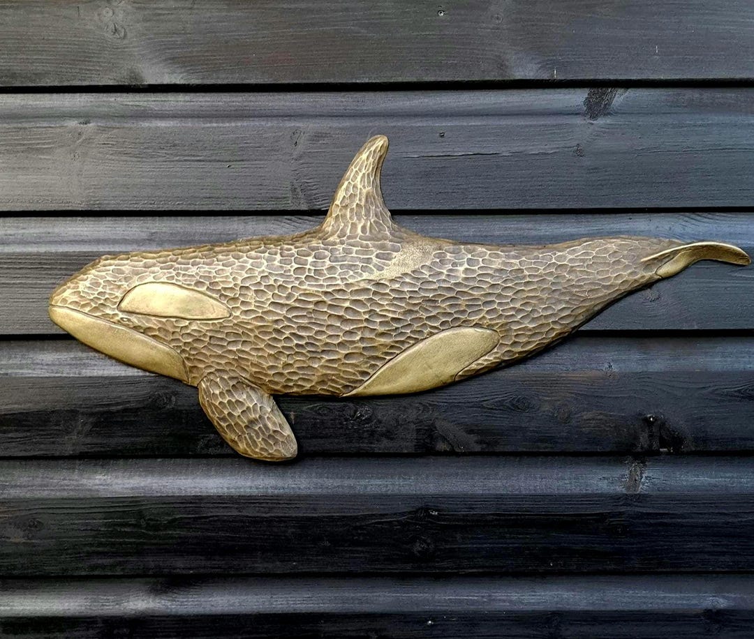 Orca Whale Wall Sculpture in Brass - Textured Wall Art - Etsy