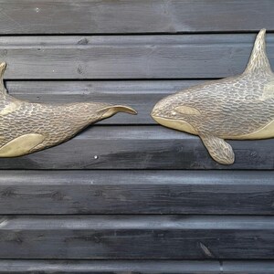 Orca Whale Wall Sculpture in Brass - Textured Wall Art - Etsy