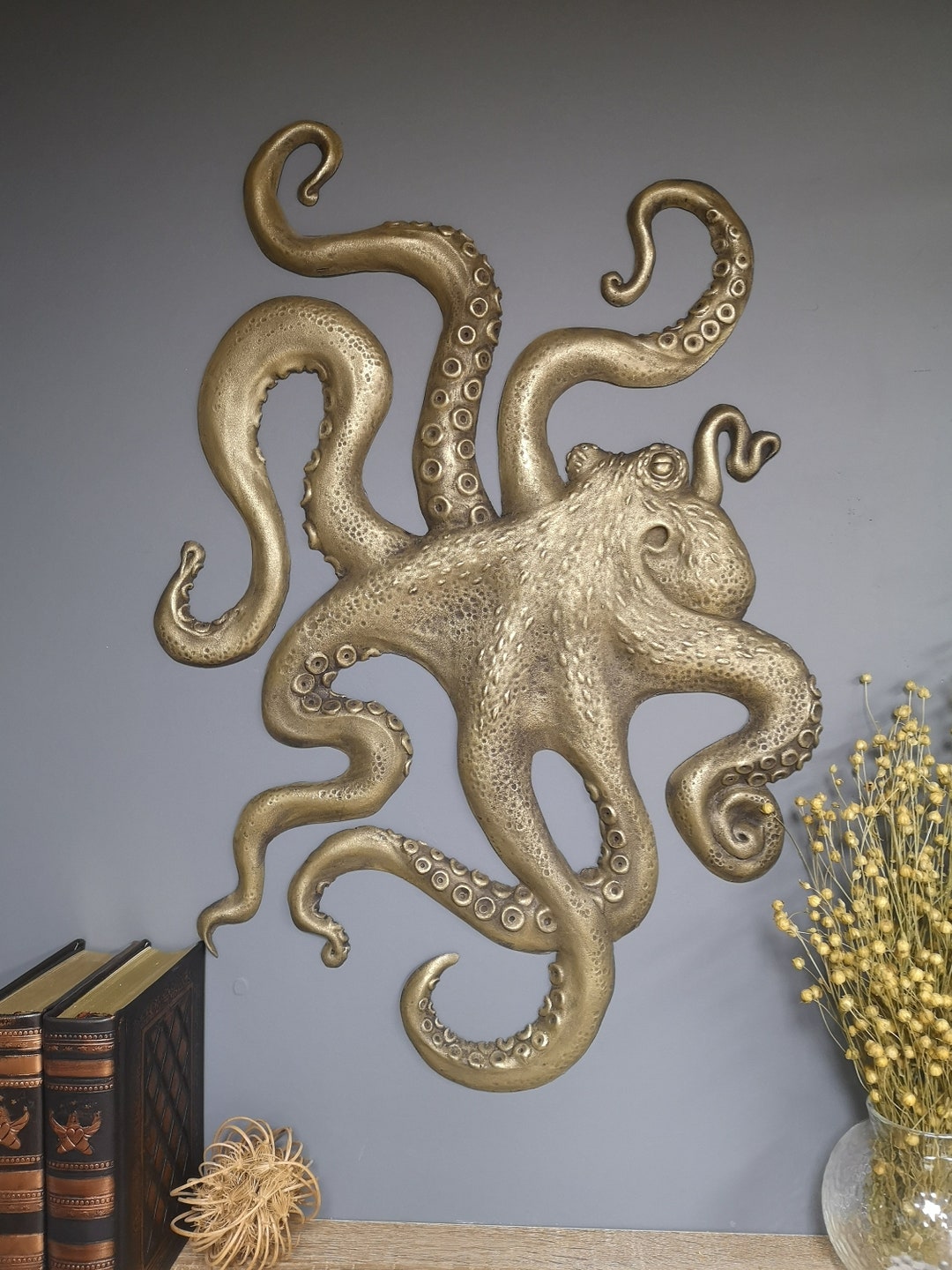 Large Octopus Wall Sculpture in Brass - Etsy