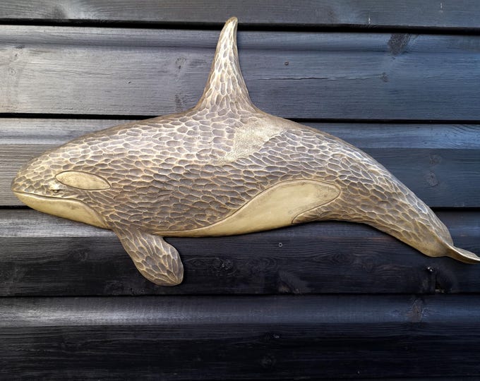 Orca Whale Wall Sculpture in Brass - Textured Wall Art - Etsy
