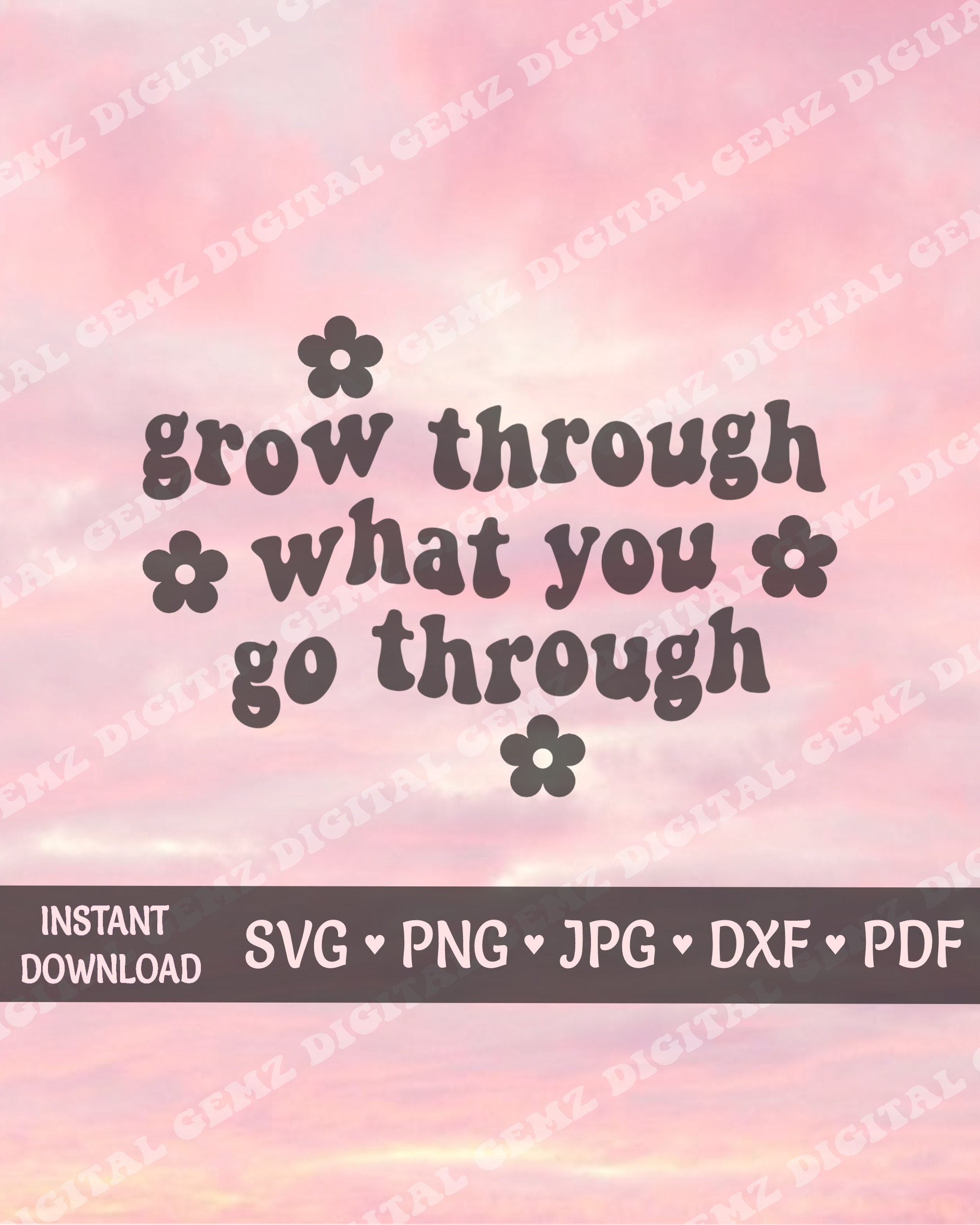 Grow Through What You Go Through SVG Wavy Retro Text PNG - Etsy