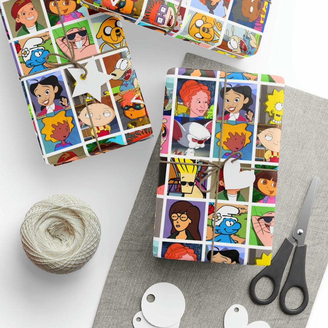 90's 2000s Cartoon Christmas Wrapping Paper Throwback Nickelodeon ...