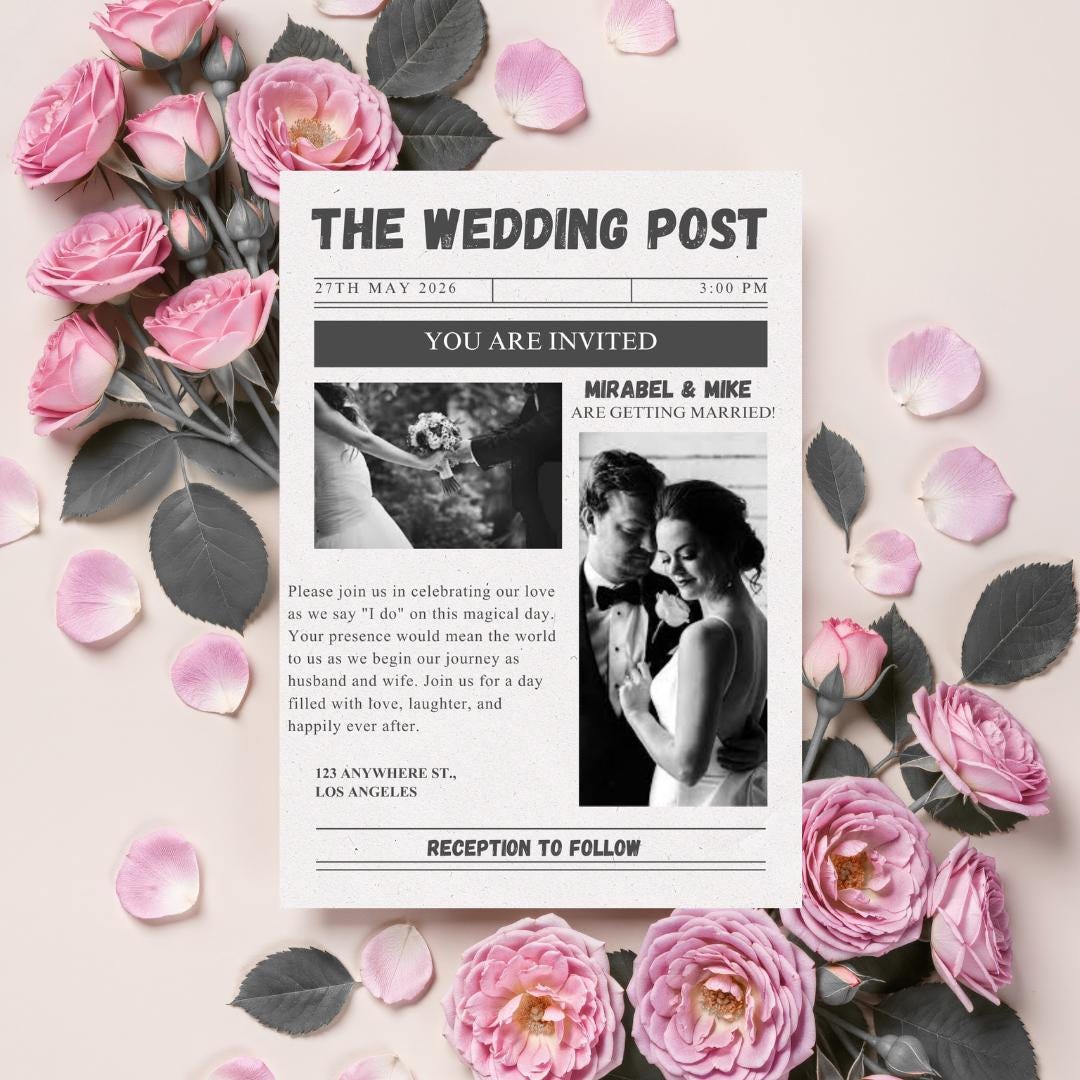 Bridal Magazine Wedding Invitation Template | Modern Editorial Style ...