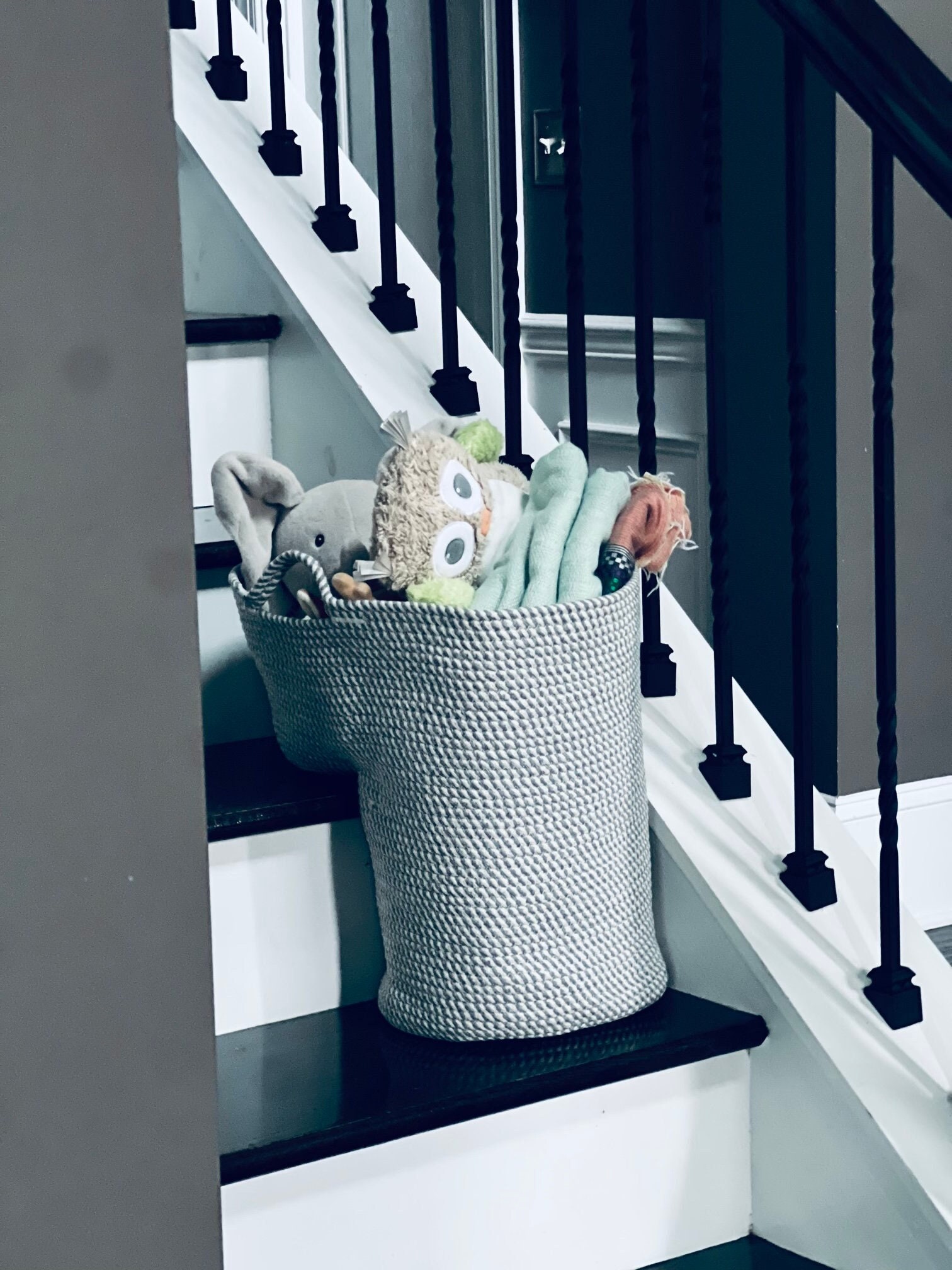 Stair Basket, Stair Step Basket, Cotton Rope Basket, Storage Basket ...