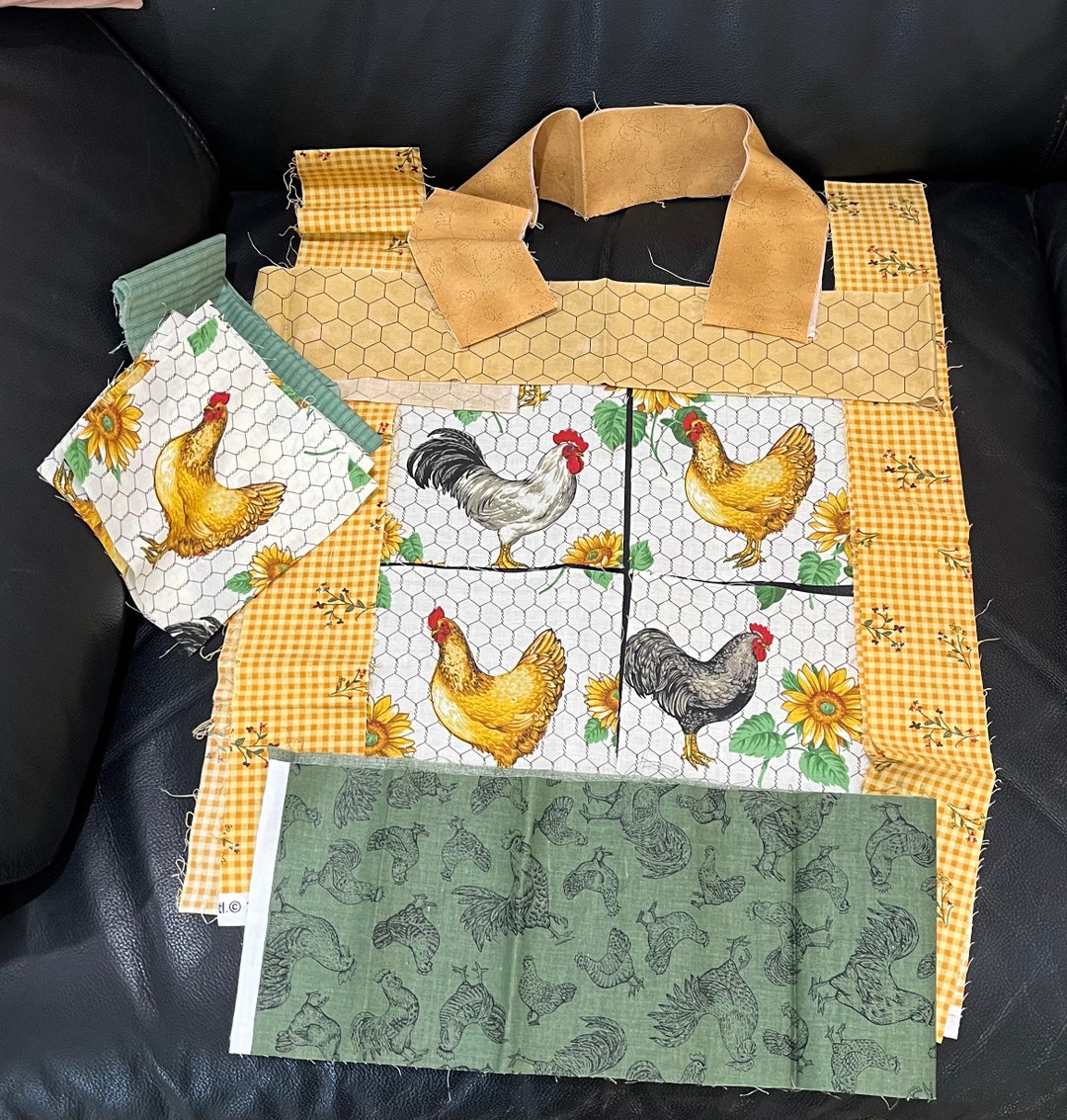 Slow Stitch Fabric Pack Kit Chickens - Patchwork Quilting Tote ...