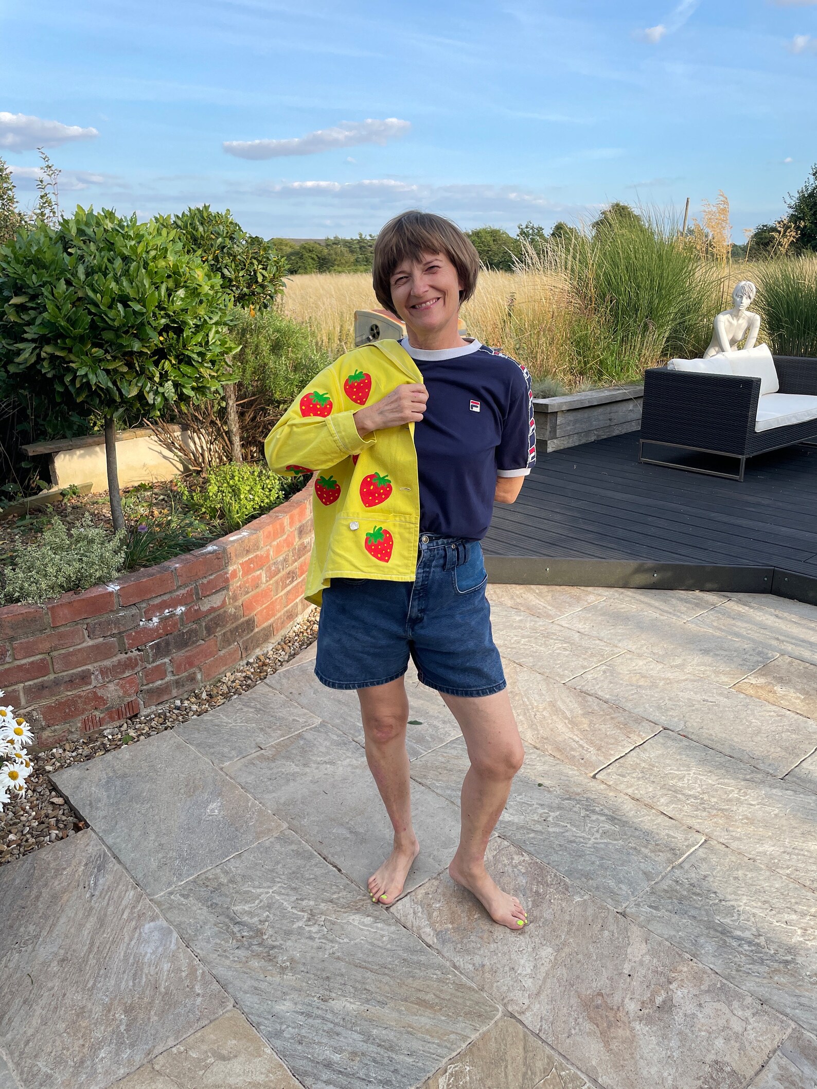 Quirky Hand-painted Strawberry Yellow Cotton Jacket - Etsy