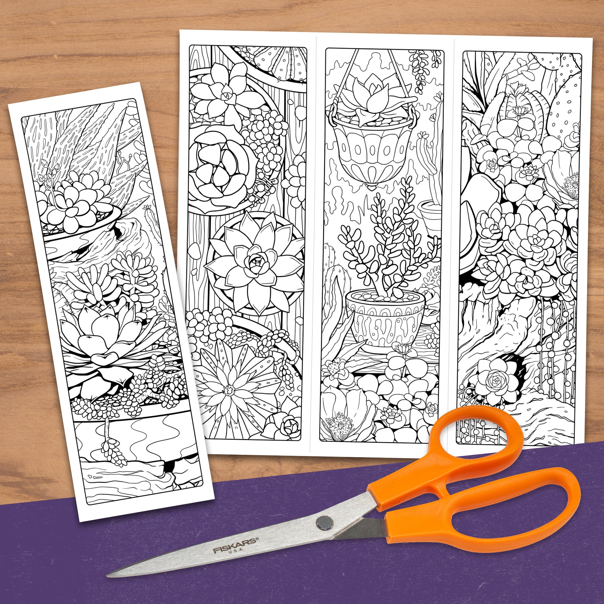 Printable Colouring Bookmarks | Cactus & Succulents | Digital Download ...