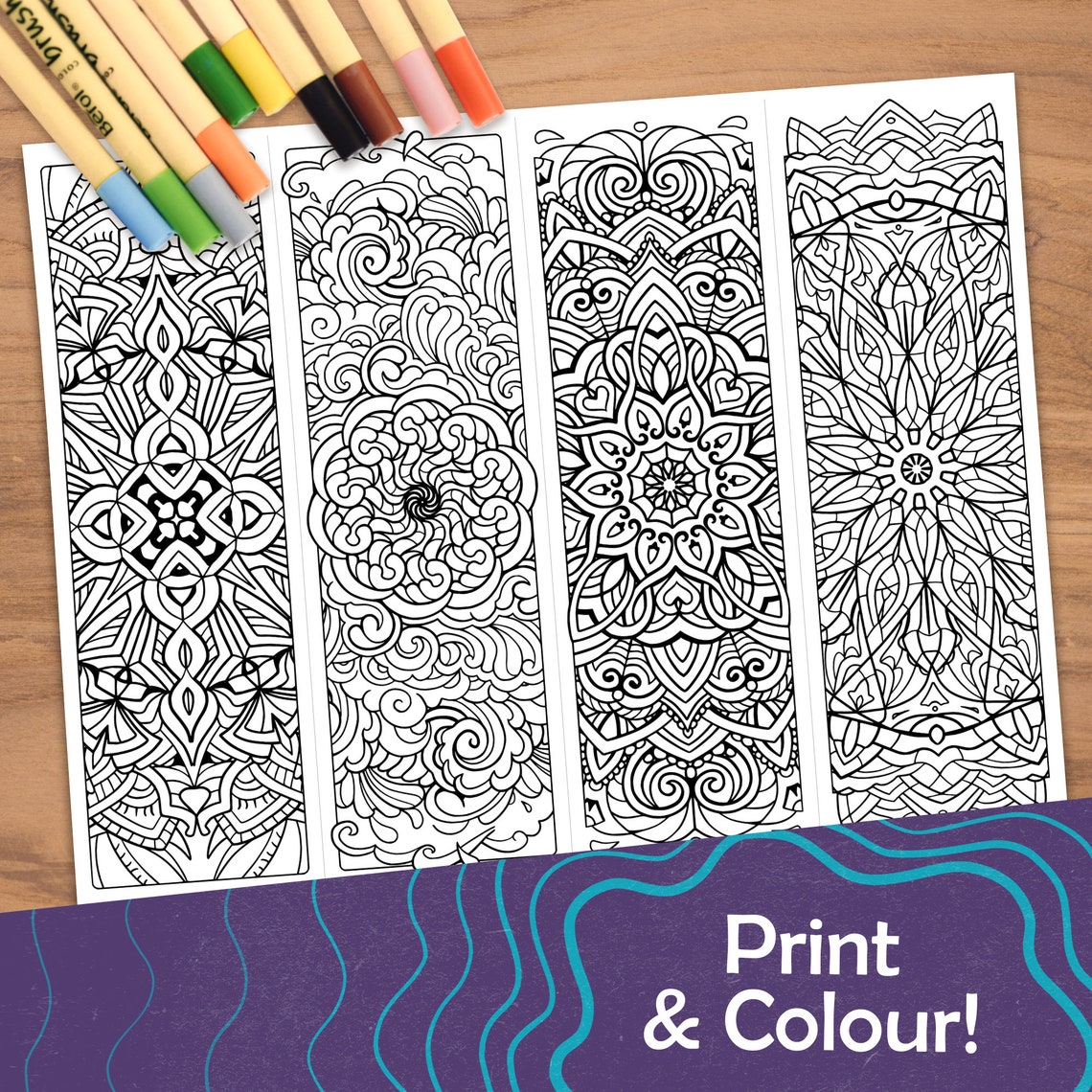 Printable Colouring Bookmarks Mandalas Digital Download - Etsy