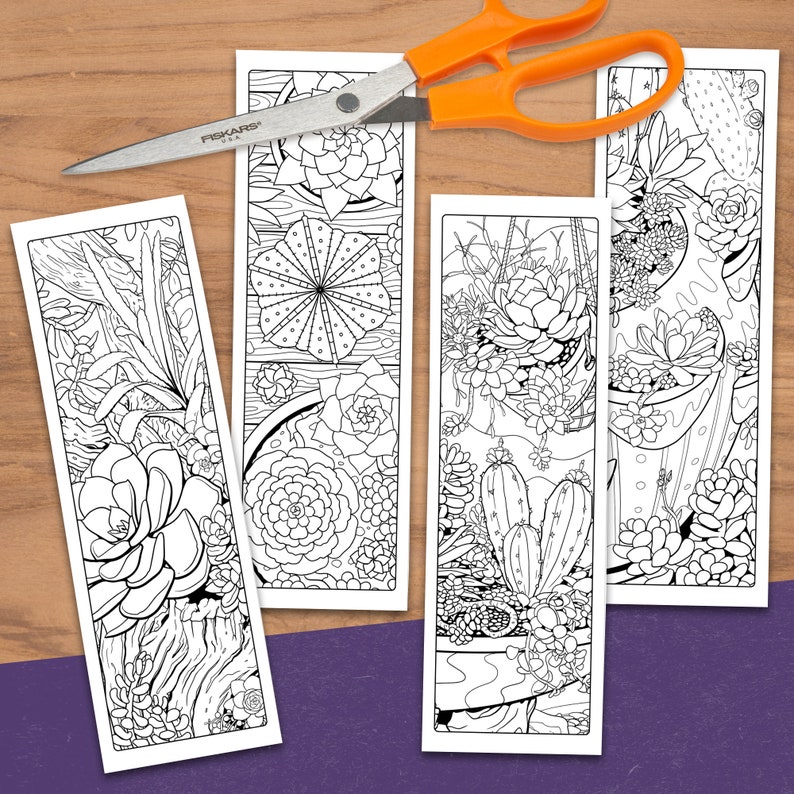 Printable Colouring Bookmarks | Cactus & Succulents | Digital Download ...