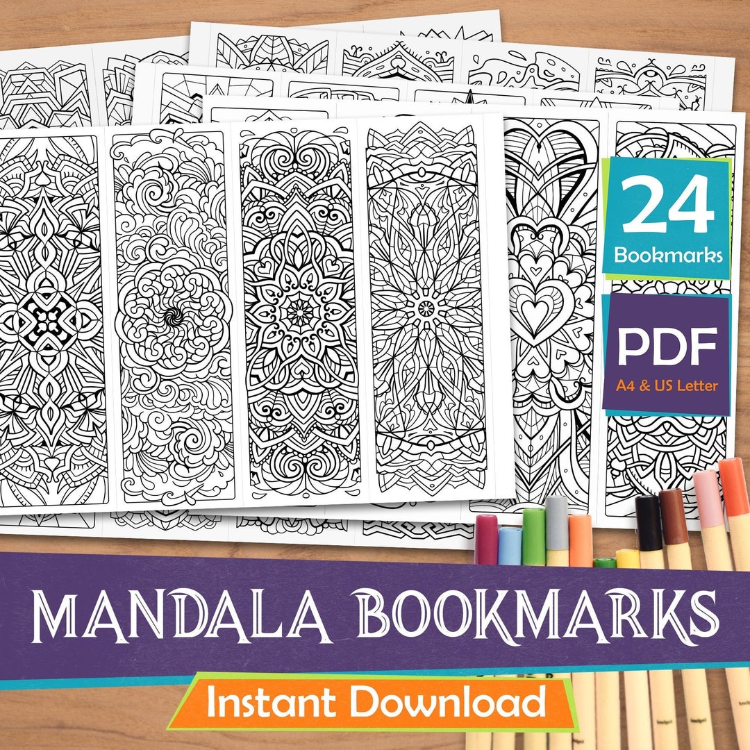 Printable Colouring Bookmarks | Mandalas | Digital Download | 6 Pages ...