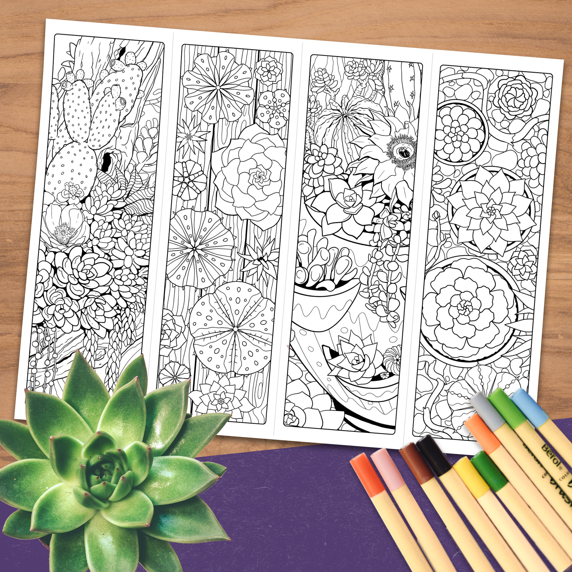 Printable Colouring Bookmarks | Cactus & Succulents | Digital Download ...