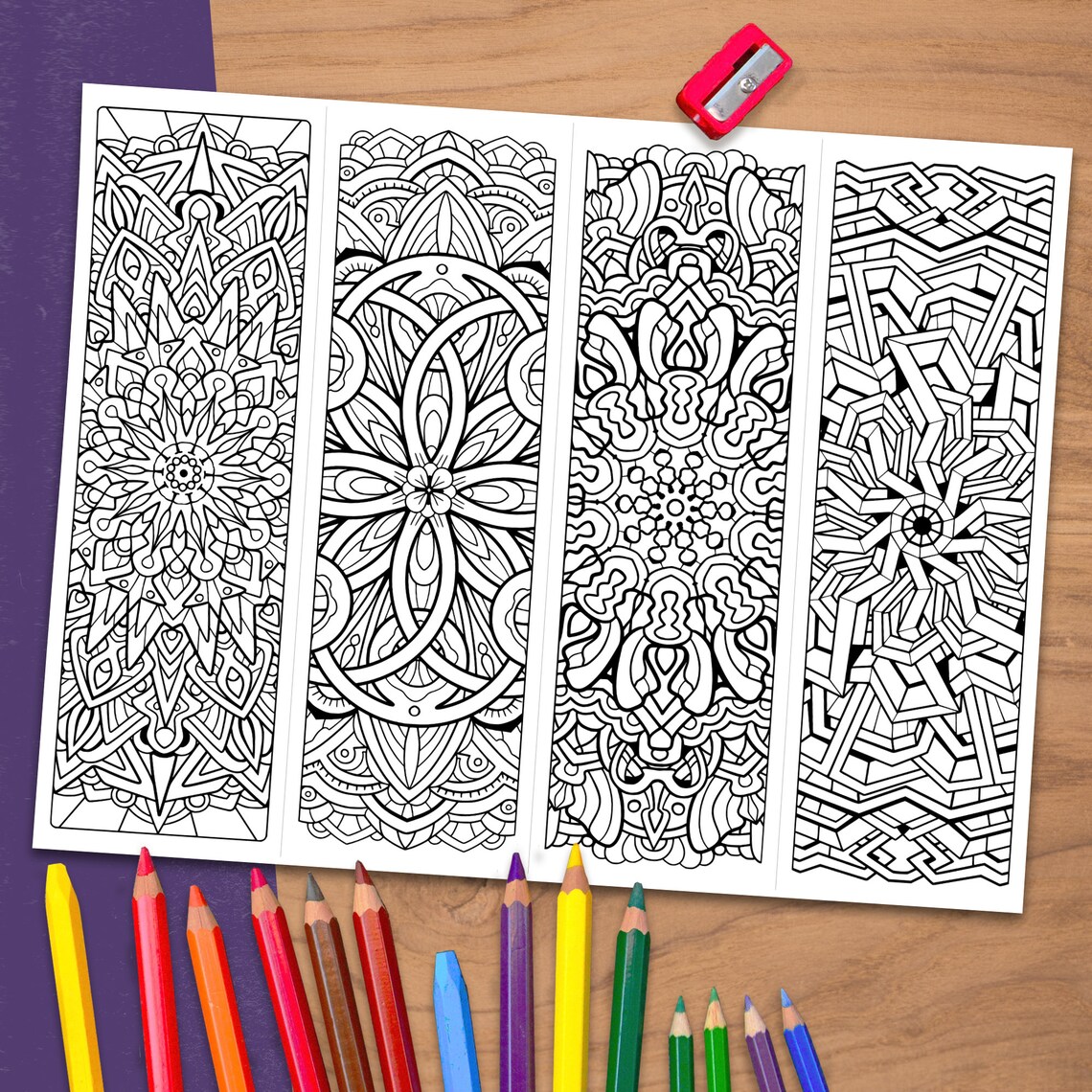 Printable Colouring Bookmarks Mandalas Digital Download - Etsy