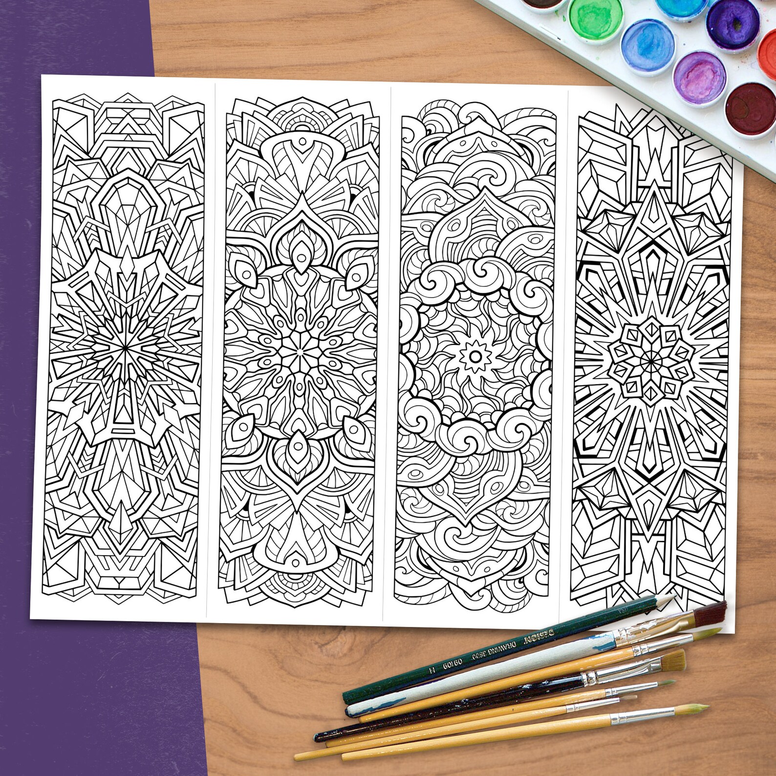 Printable Colouring Bookmarks | Mandalas | Digital Download | 6 Pages ...