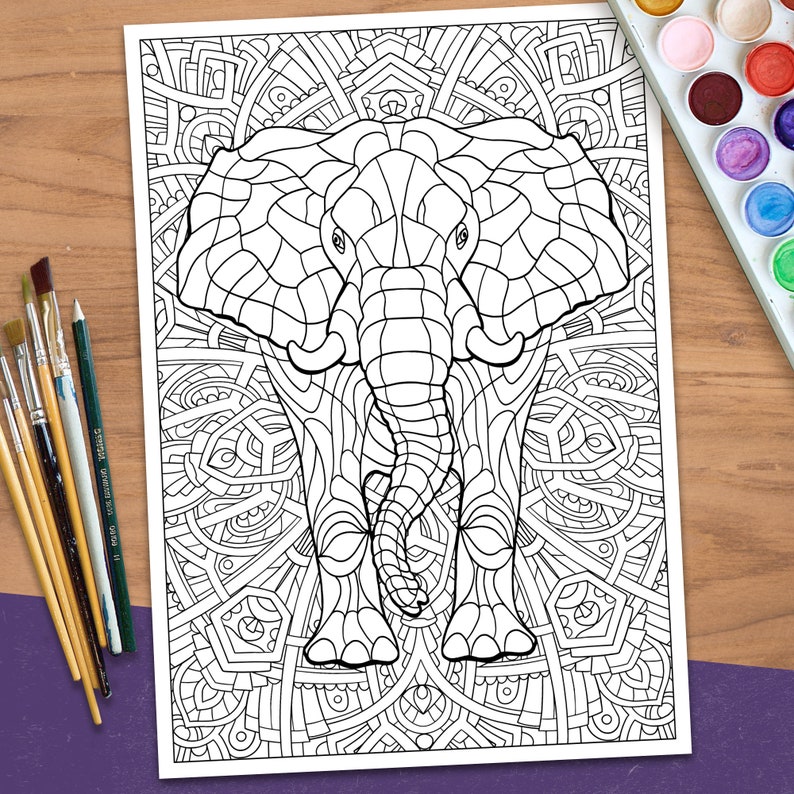 Printable Adult Colouring Pages Mandala Animals Digital Download 6 ...