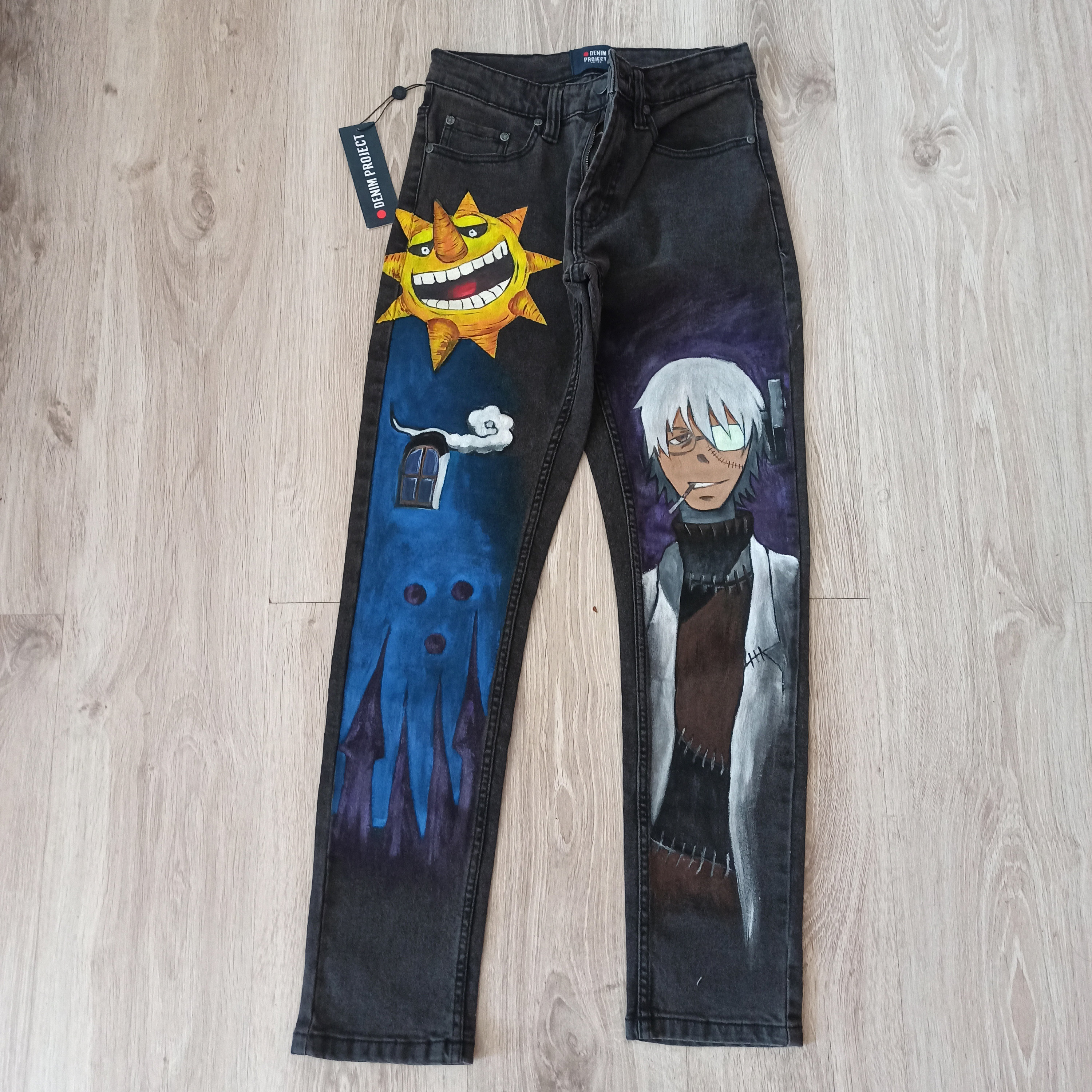 Handpainted Custom Denim Jeans With Cartoon Anime Soul Eater, Manga ...