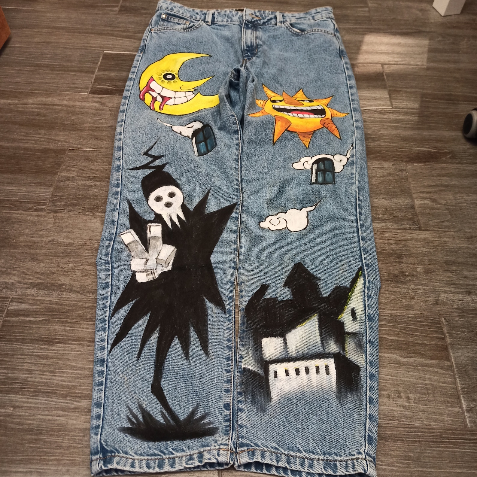 Anime Handpainted Custom Jeans Cartoon Anime Soul Eater, Haku Spirited ...