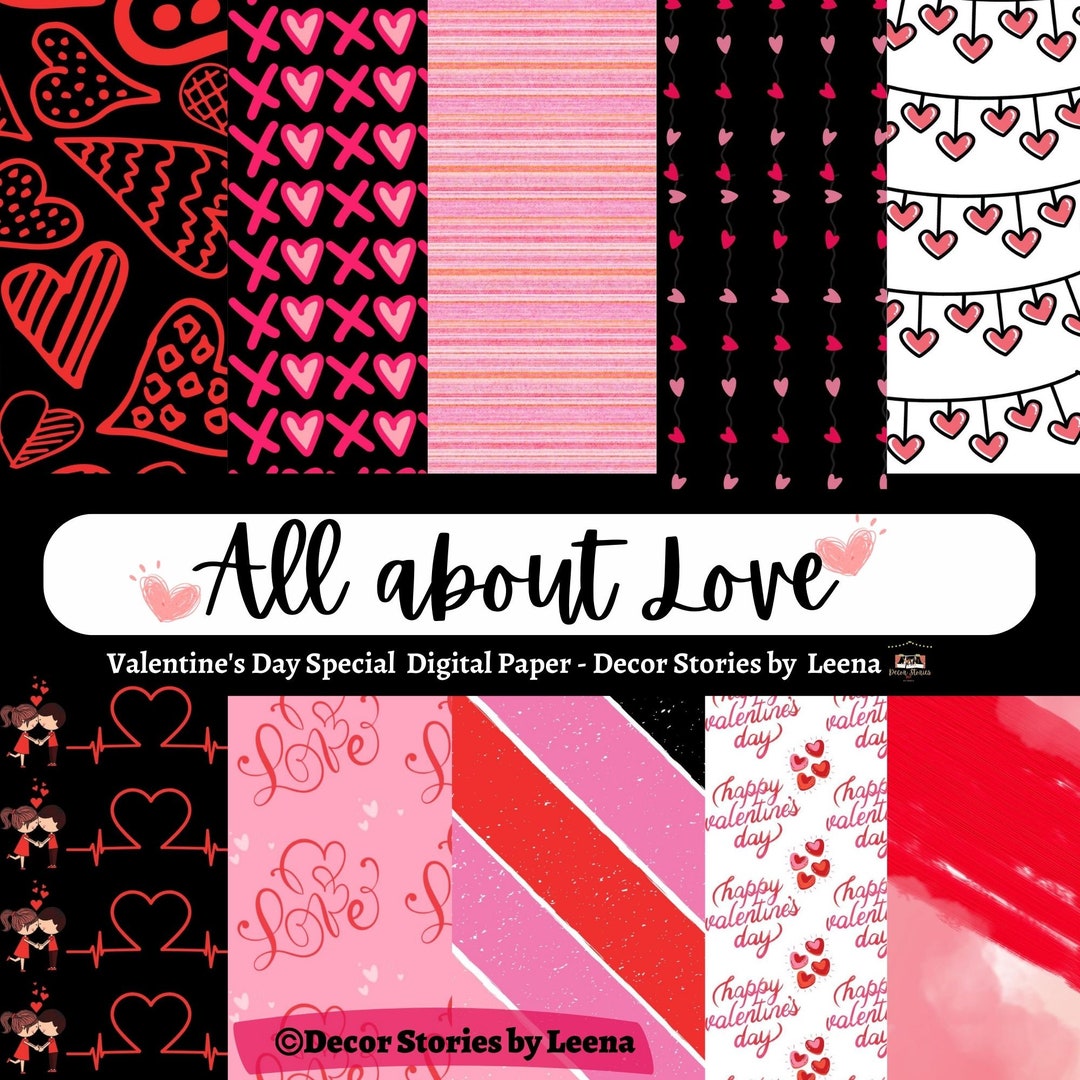 Red, Black & Pink Digital Papers - Valentine's Day Edition - Etsy