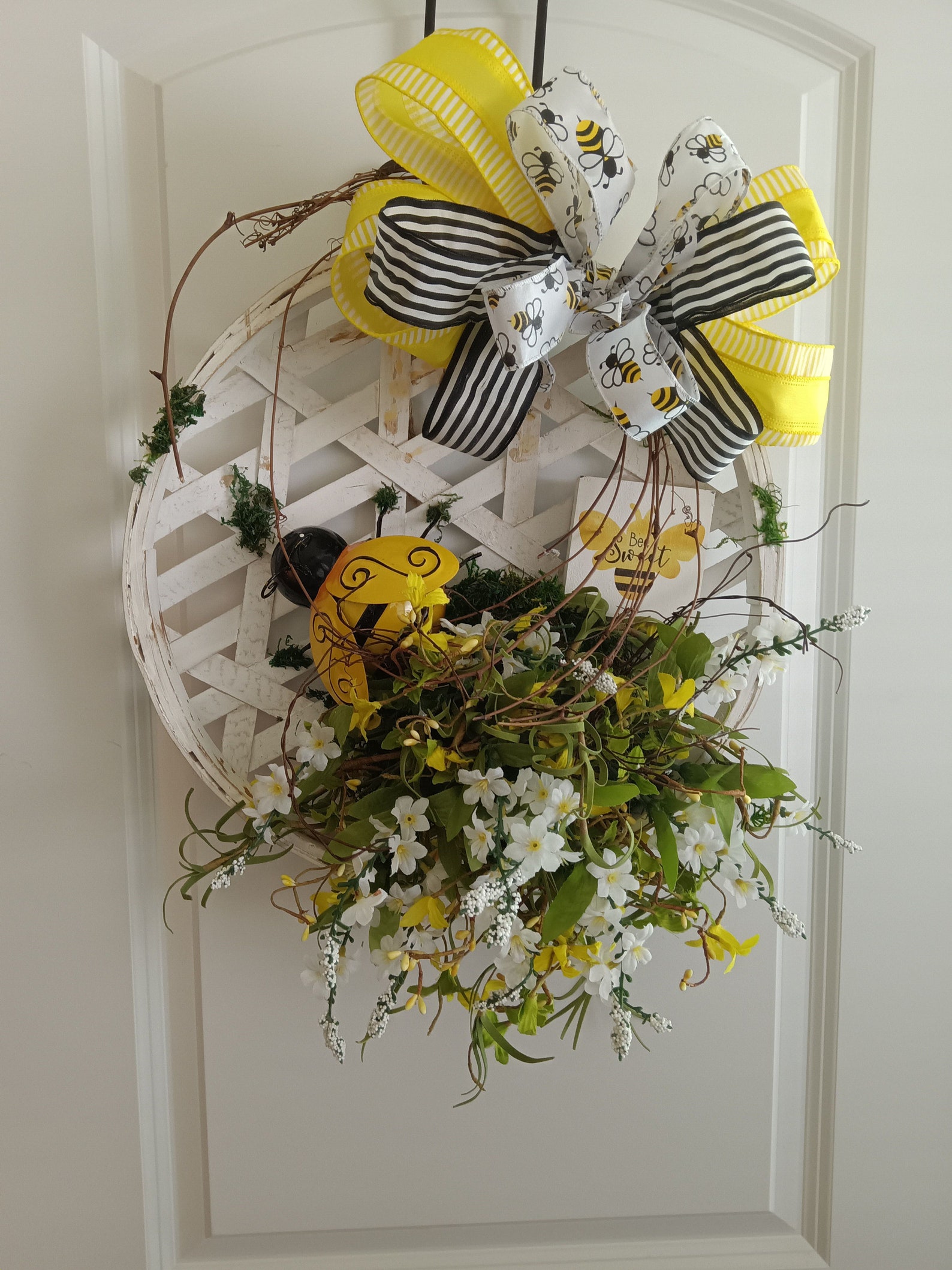 Let It Bee Tobacco Basket Door Wreath - Etsy