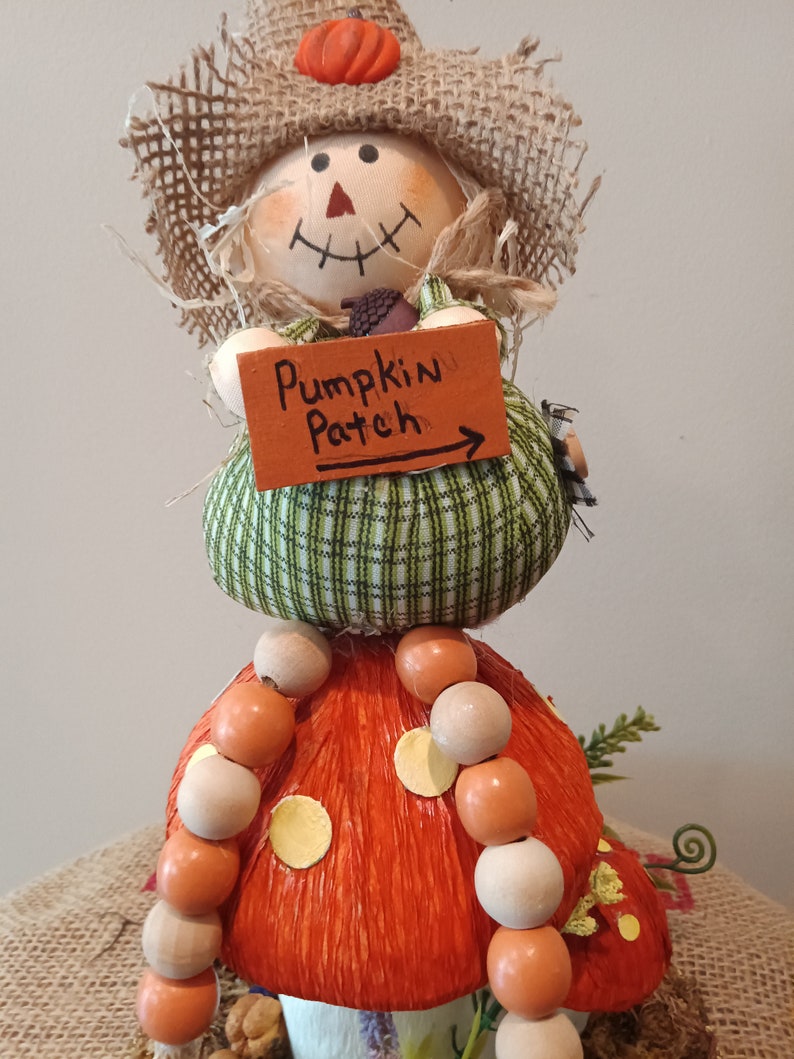 Scarecrow on a Mushroom - Etsy