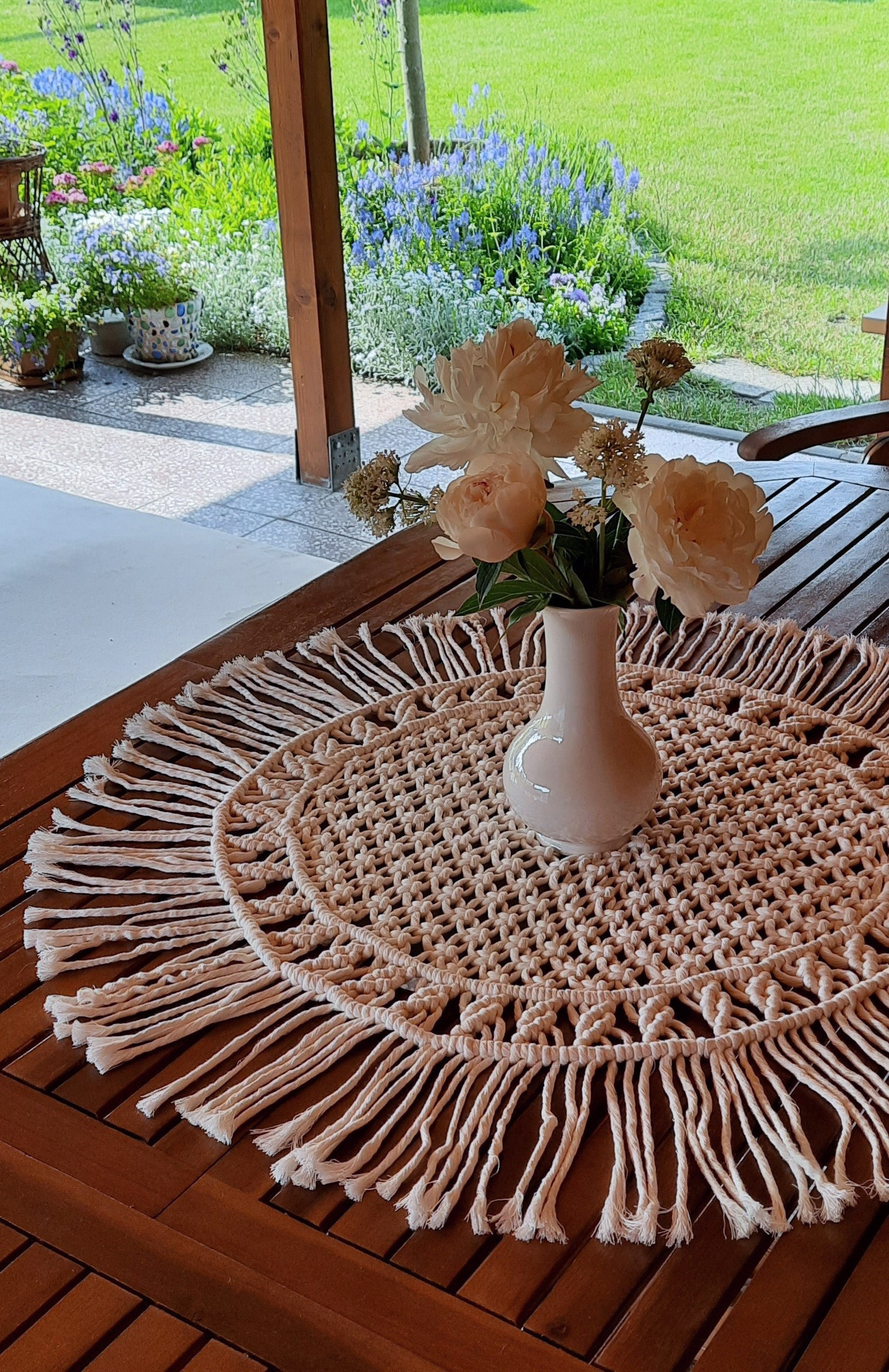 Round Macramé Placemat Round Table Cloth - Etsy