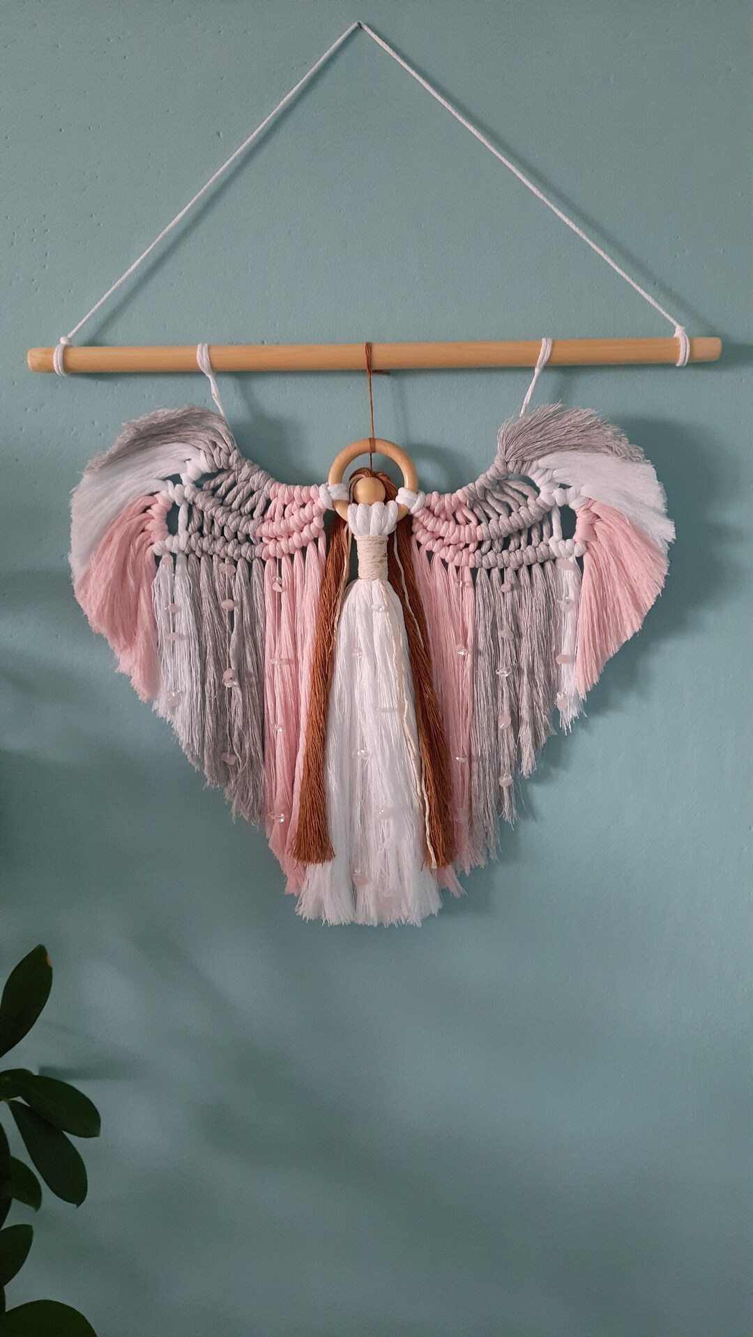 Macramé Angel With Mineral Stones Wall Hanging - Etsy