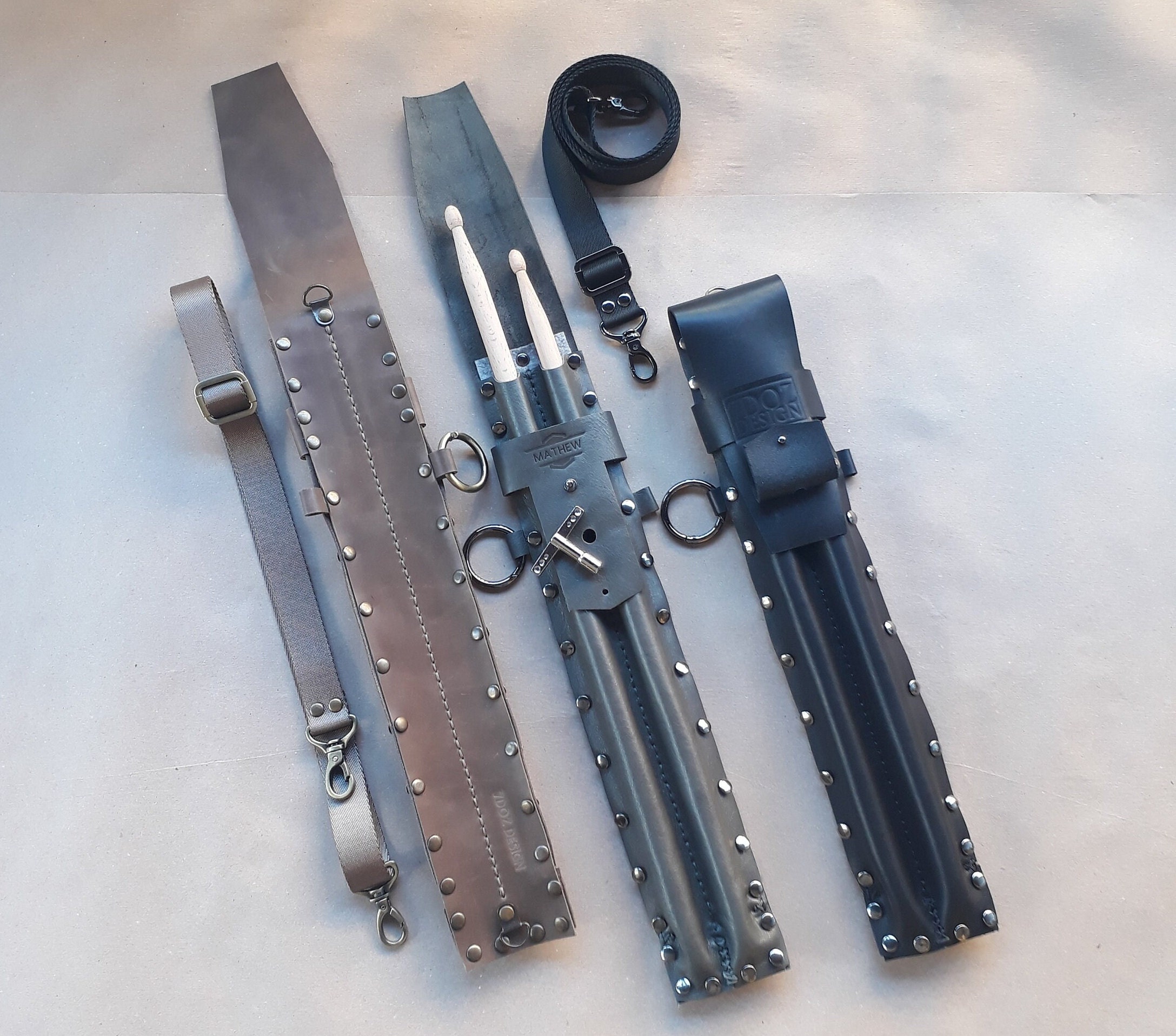 Leather Drum Stick Carrying Holster, Carrier Bag. Shoulder, Cross or ...