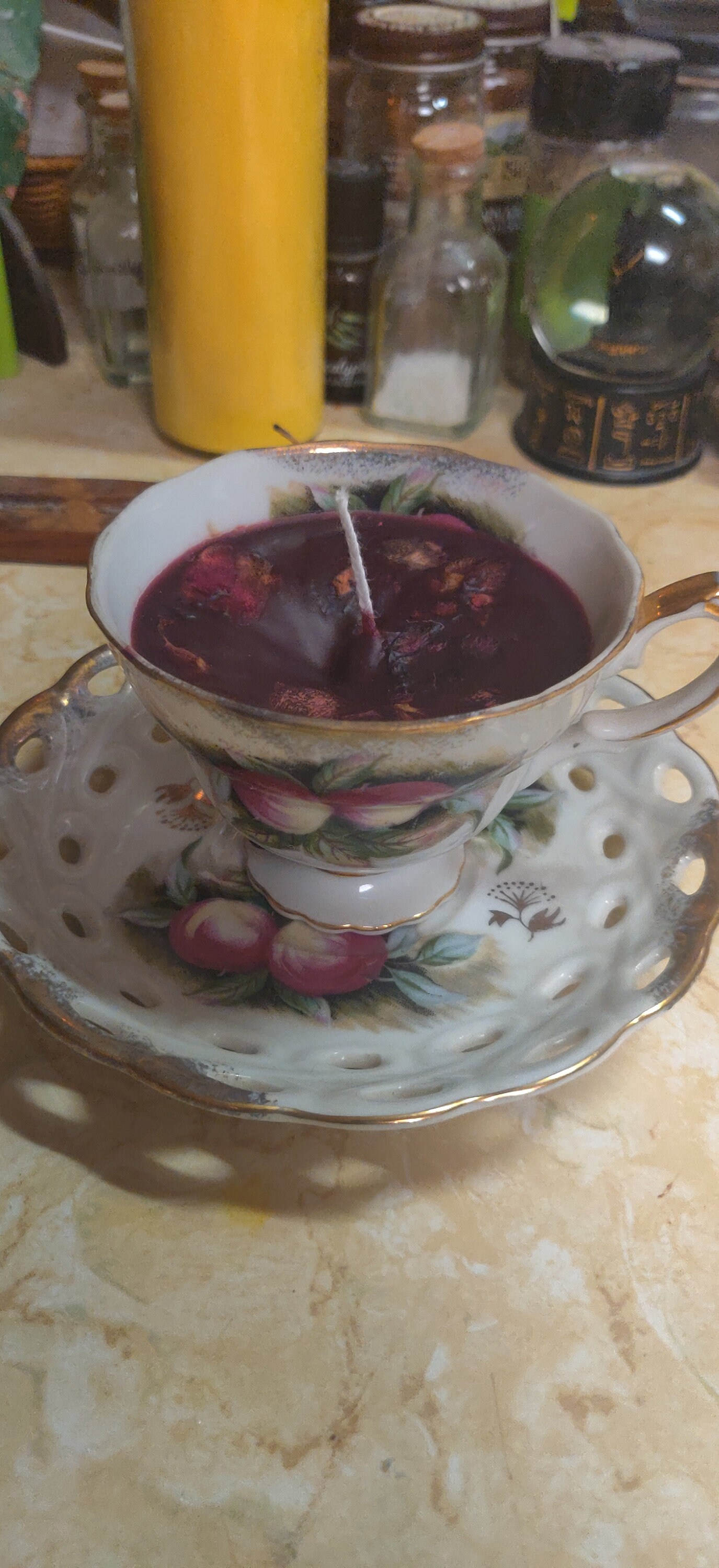 Positive Energy Sweet Pea & Rose Teacup Candle - Etsy