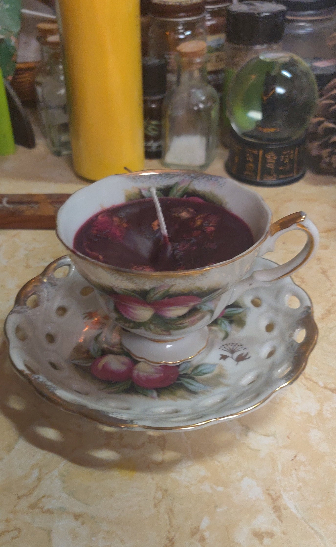 Positive Energy Sweet Pea & Rose Teacup Candle - Etsy