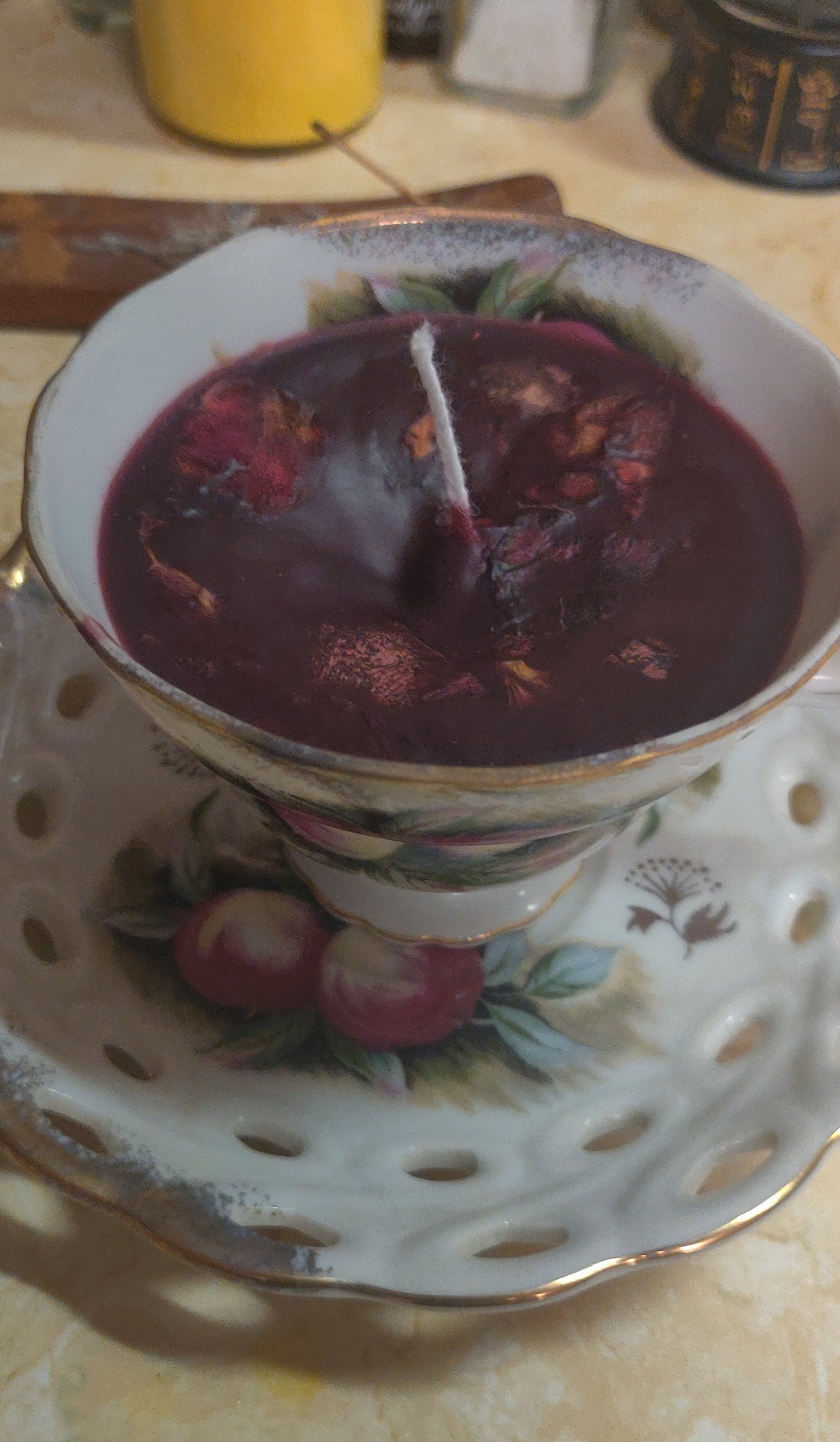 Positive Energy Sweet Pea & Rose Teacup Candle - Etsy