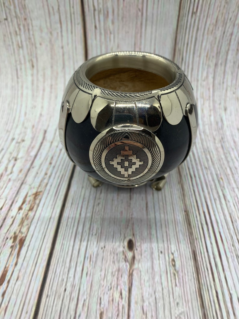 Mate Gourd Cup With Alpaca Silver Decoration "small". Handcrafted by ...