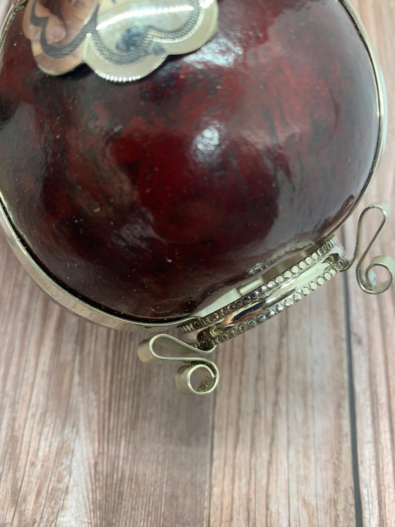 Mate Gourd Cup With Alpaca Silver Decoration "large". Handcrafted by ...