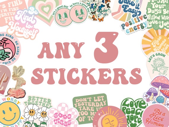 3 Sticker Pack Vinyl Sticker Bundle Cute Water Bottle - Etsy