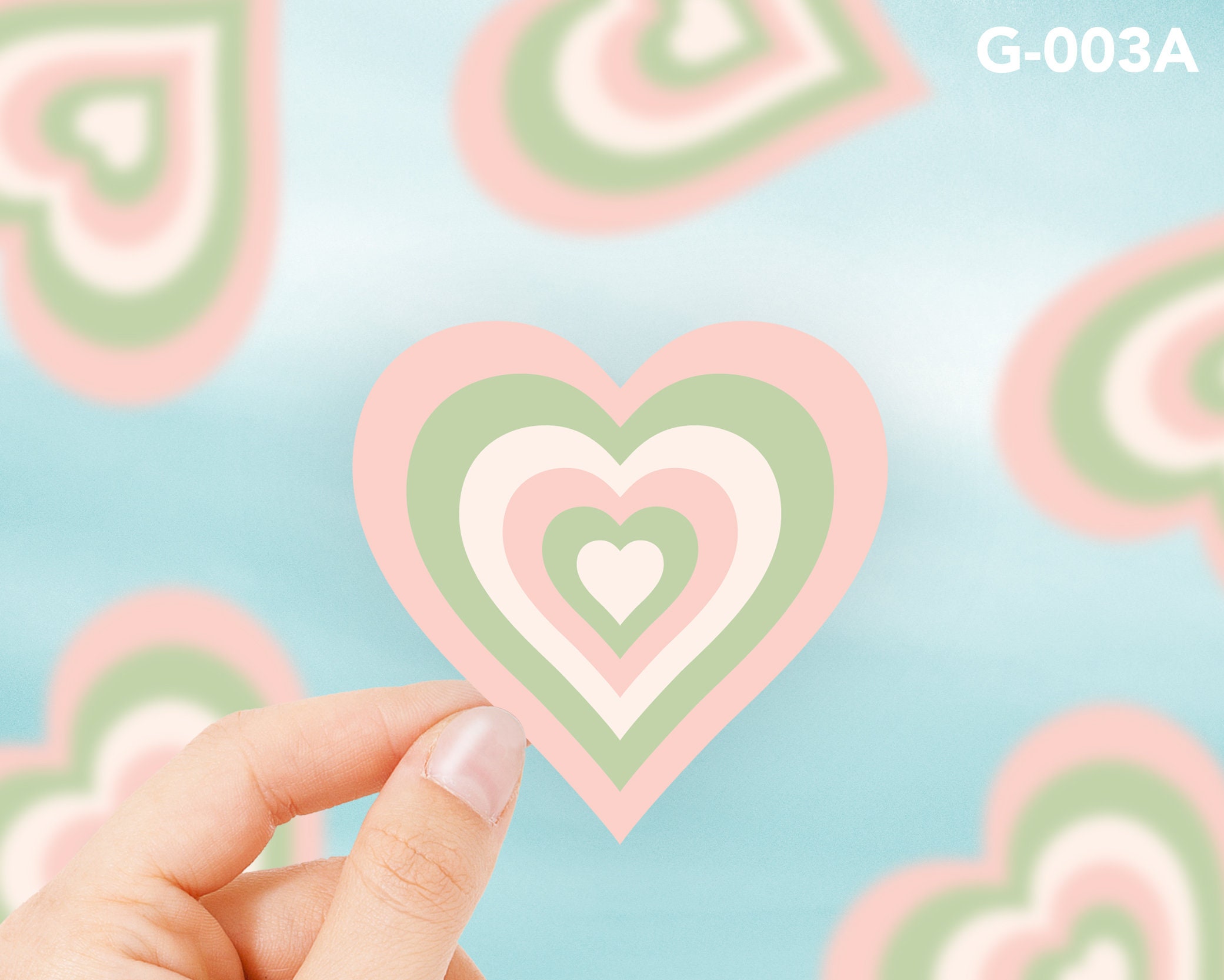 Pink Green Heart Sticker Cute Sticker Radiating Heart - Etsy