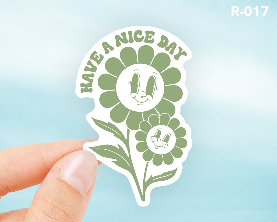 Have A Nice Day Retro Flowers Sticker, Cute Stickers, Waterproof ...