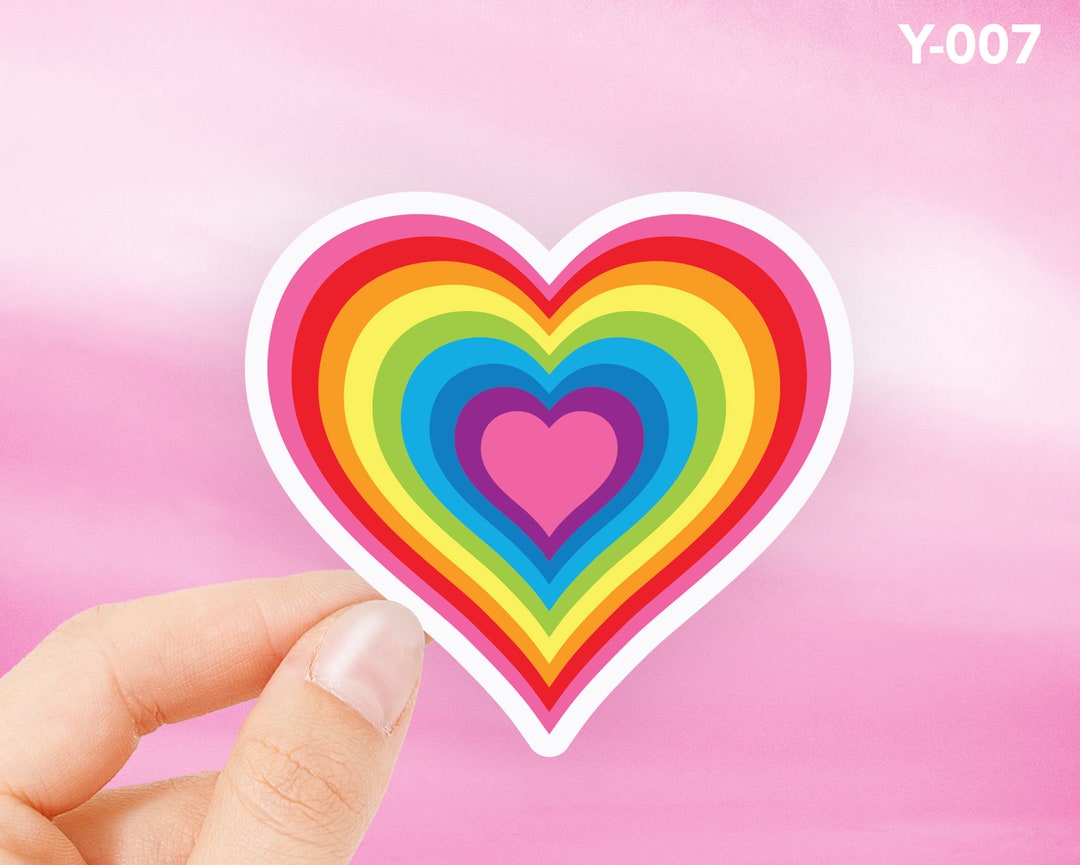 Rainbow Heart Sticker, Cute Sticker, Colorful Waterproof Sticker ...