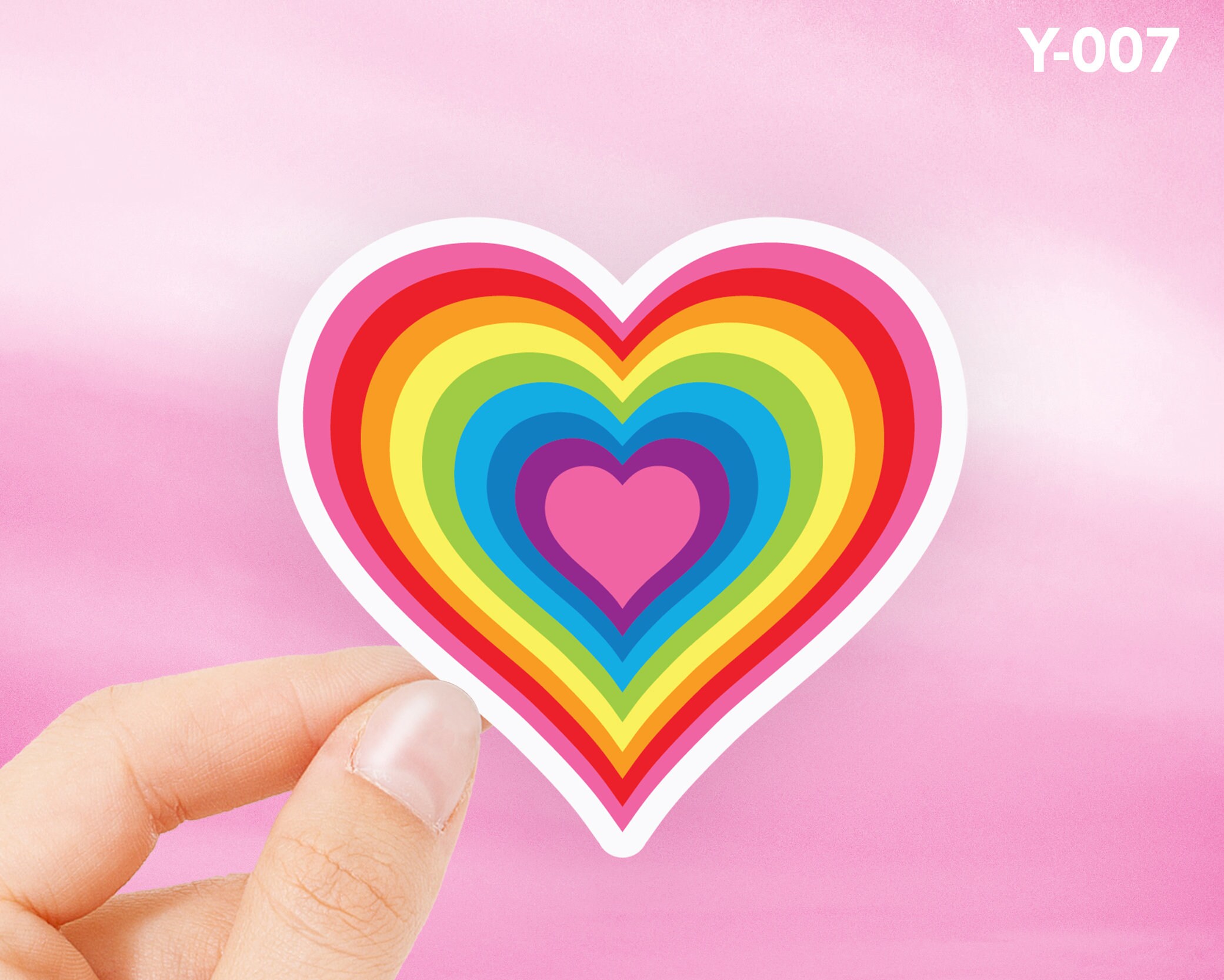 Rainbow Heart Sticker Cute Sticker Colorful Waterproof - Etsy