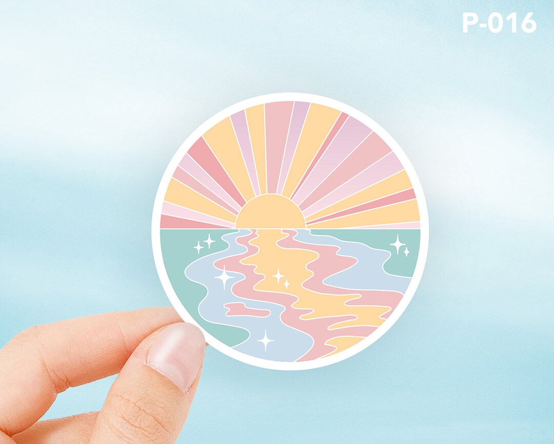 Pastel Sunset Sticker Cute Stickers Danish Pastel Waterproof - Etsy