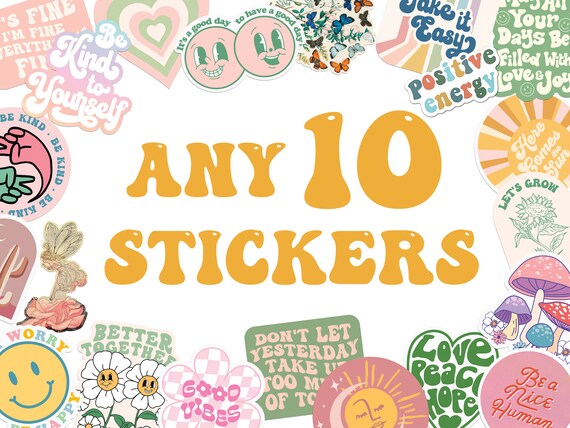 10 Sticker Pack Vinyl Sticker Bundle Cute Water Bottle - Etsy