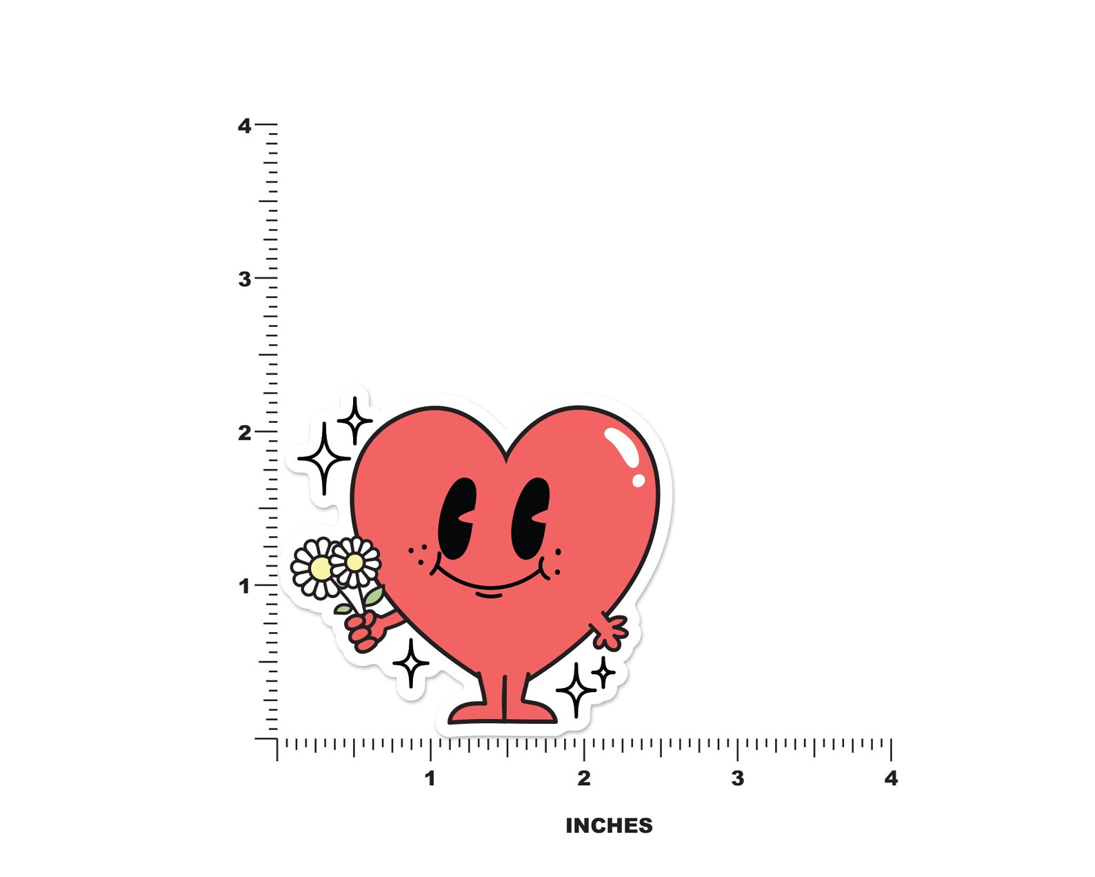 Red Retro Heart Sticker Cute Stickers Retro Character - Etsy