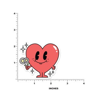 Red Retro Heart Sticker, Cute Stickers, Retro Character Waterproof ...