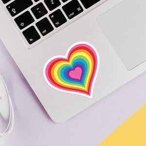 Rainbow Heart Sticker, Cute Sticker, Colorful Waterproof Sticker ...