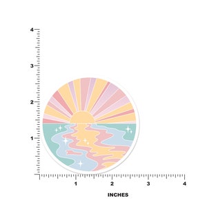 Pastel Sunset Sticker, Cute Stickers, Danish Pastel Waterproof Sticker ...
