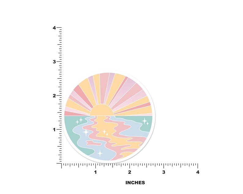 Pastel Sunset Sticker Cute Stickers Danish Pastel Waterproof - Etsy