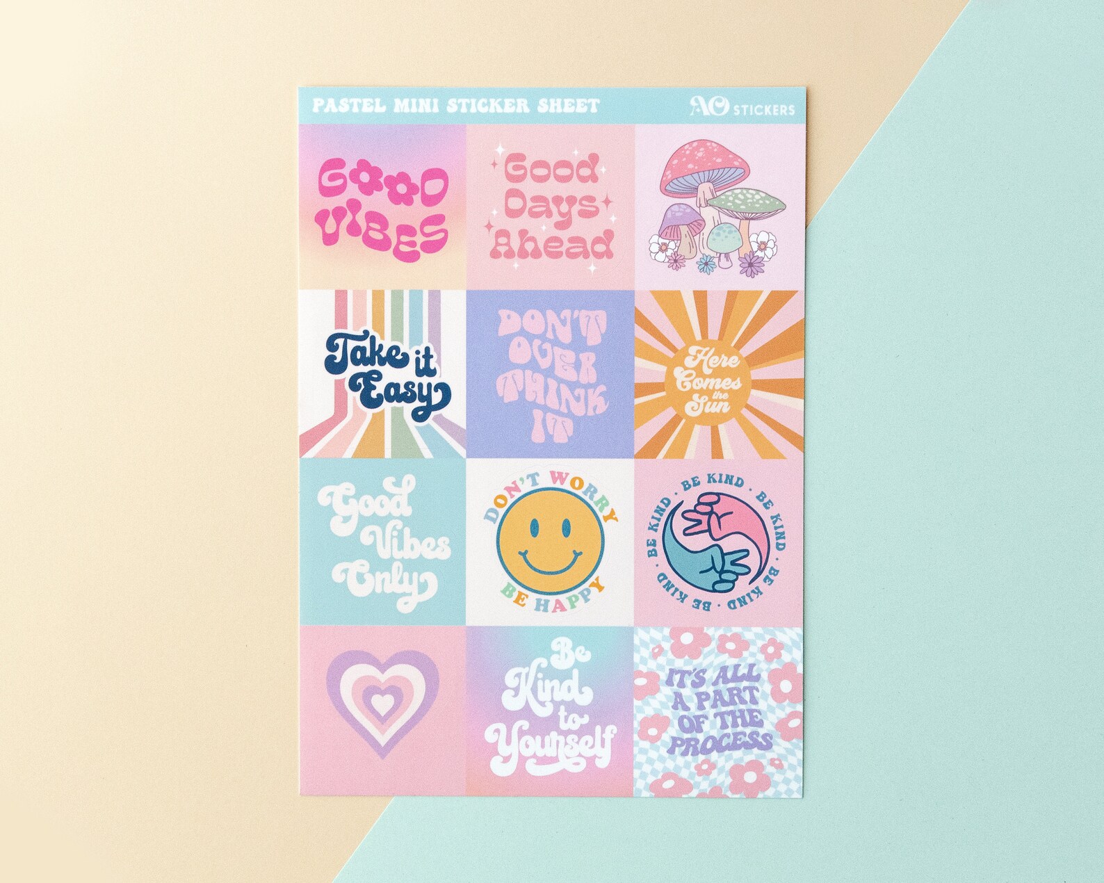 Pastel Mini Stickers Vinyl Sticker Sheet Cute Water Bottle - Etsy