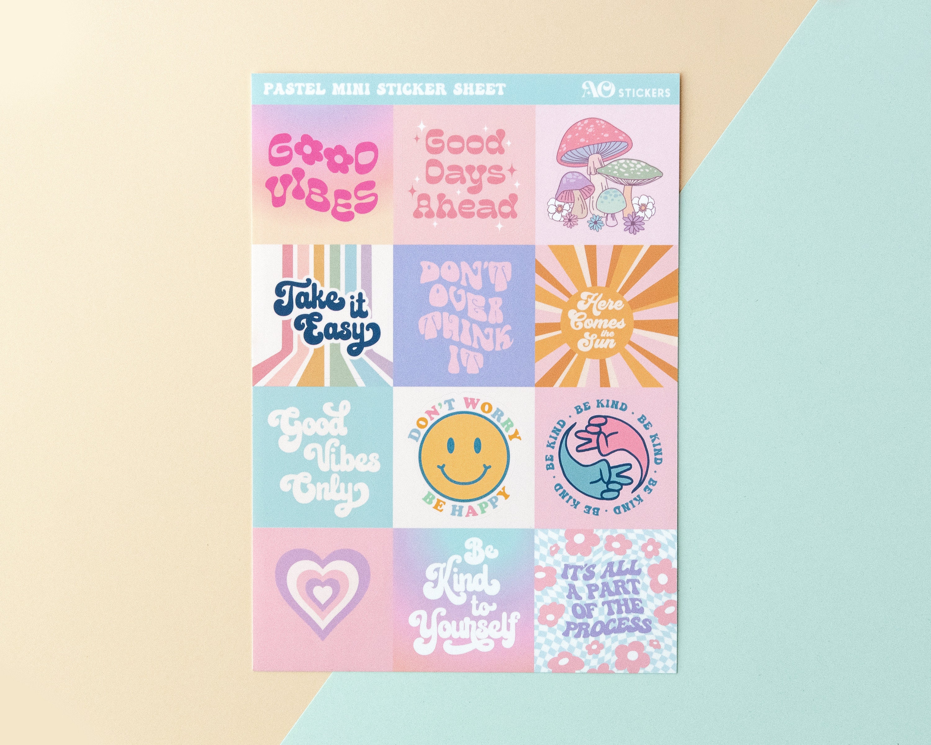 Pastel Mini Stickers Vinyl Sticker Sheet Cute Water Bottle - Etsy