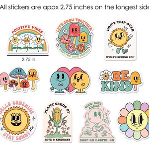 Retro Sticker Pack of 10, Cute Stickers, Positive Quote Stickers, Retro ...