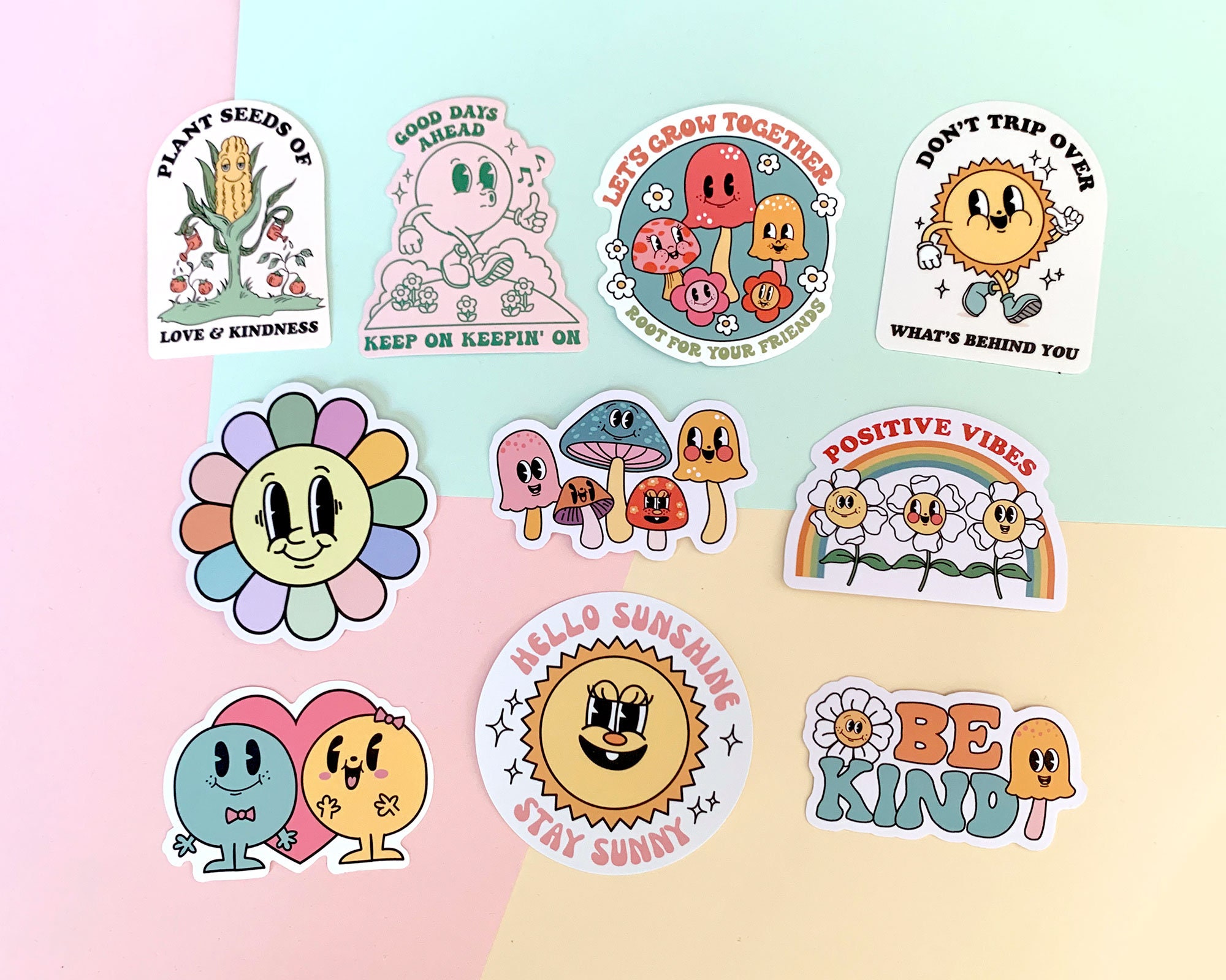 Retro Sticker Pack of 10 Cute Stickers Positive Quote - Etsy