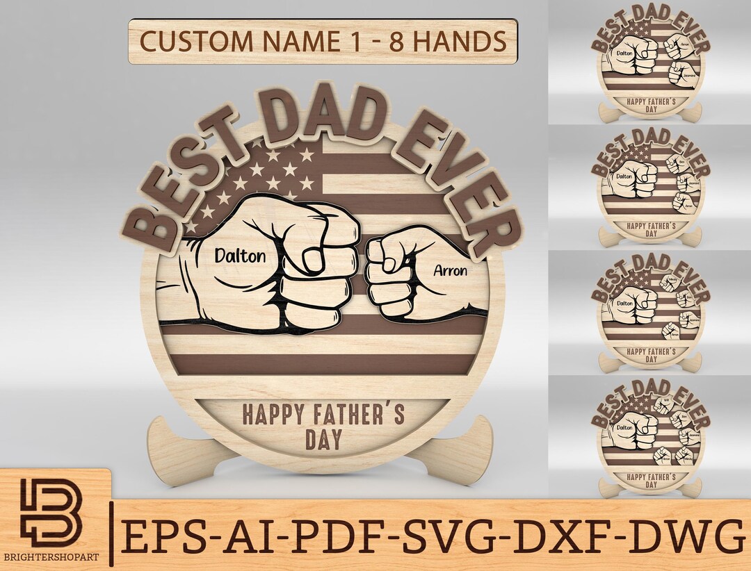 Best Dad Ever Fist Bump SVG | Father's Day Gift From Kids | Custom Name ...