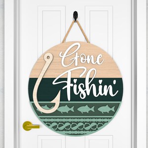 Fishing Door Hanger SVG Bundle, Prolly Out Fishin & Gone Fishin' Round ...